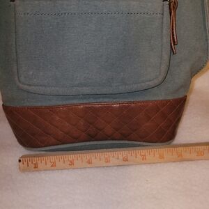 Mona B | Bags | Mona B Teal Brown Shoulder Backpack Bag Canvas Two In ...